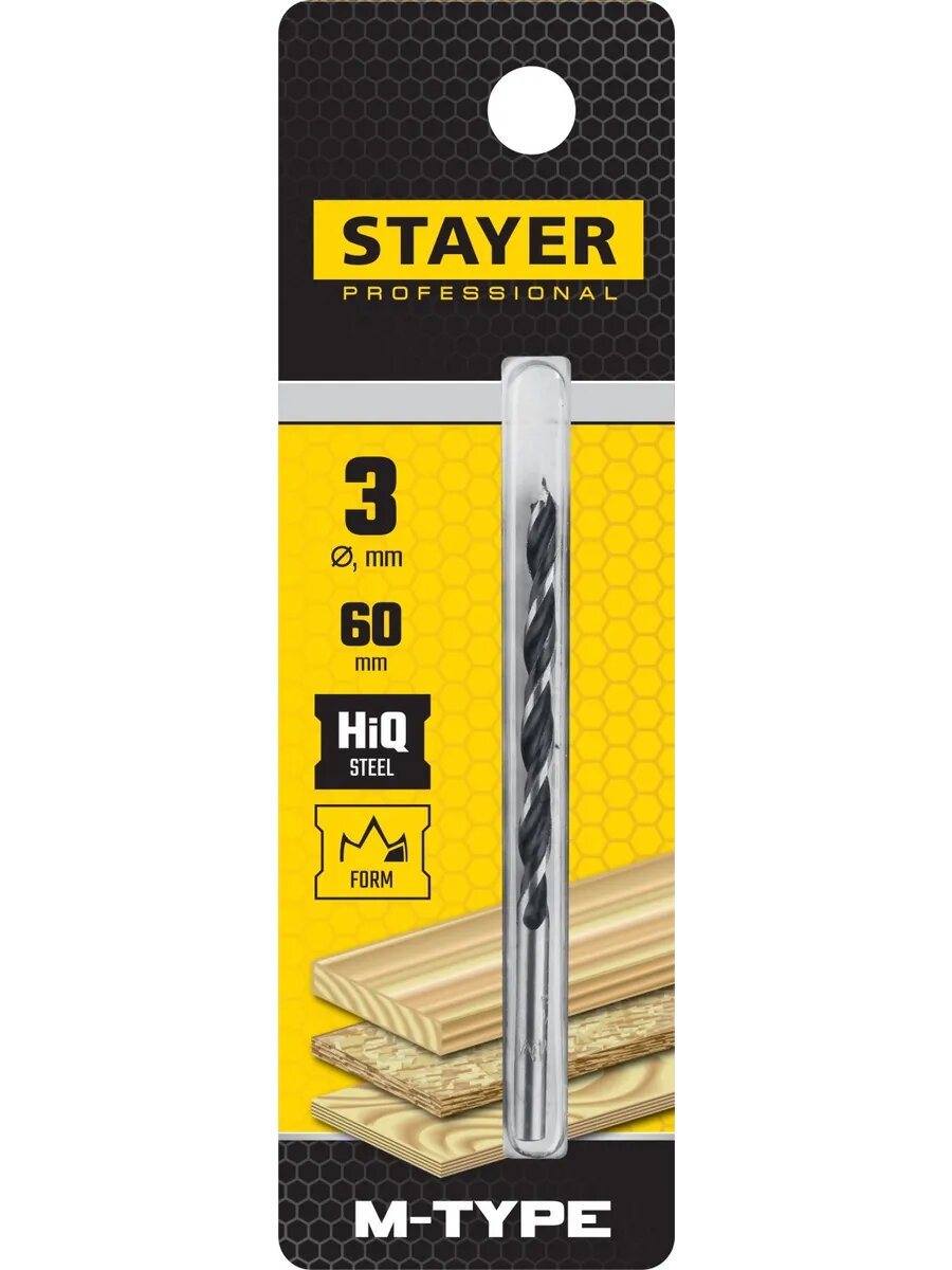 STAYER M-type, 3.0 x 60/30 мм, М-образная заточка, спир