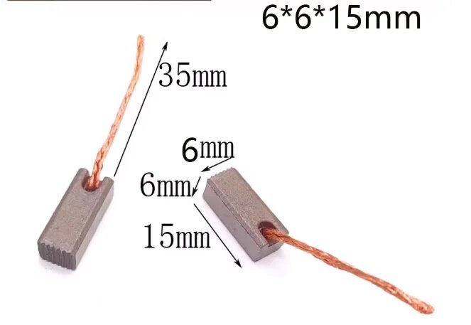 Щетки двигателя 6x6x15 мм, 35 мм