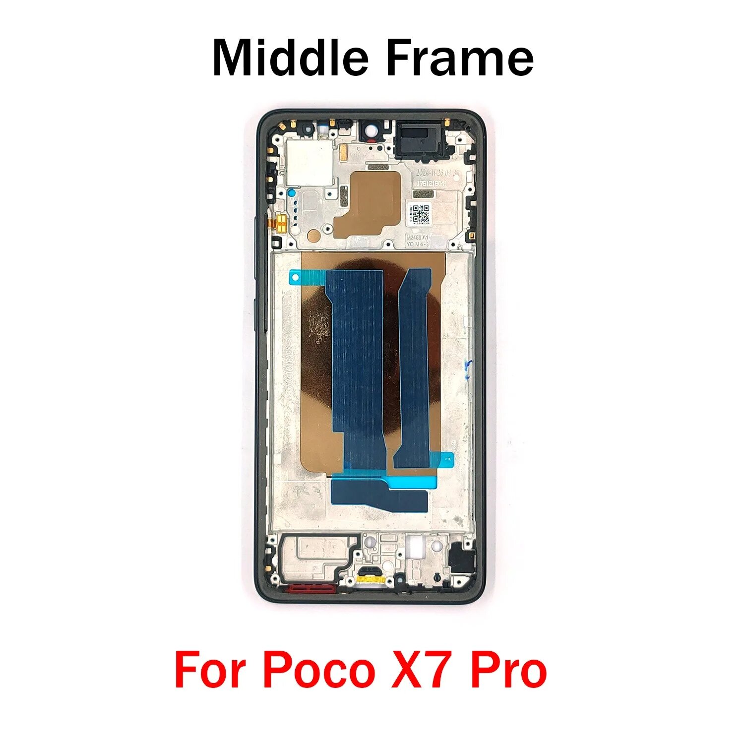 Средняя рамка для Poco X7 Pro, корпус передней панели LCD с боковыми кнопками, запчасти для ремонта