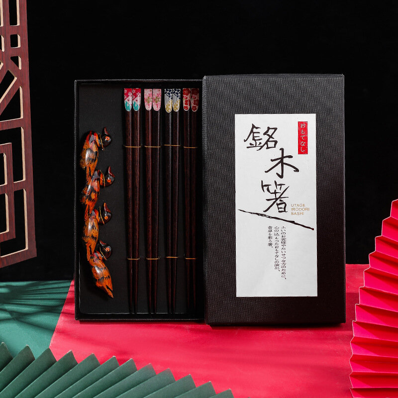 Палочки для еды / китайские для суши / роллов многоразовые 4 пары 22,5 см.