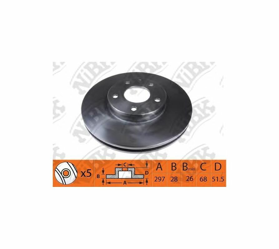 Диск тормозной передний NIBK RN1516 для а/м Mazda CX-5 12-, 17-, 6 12-