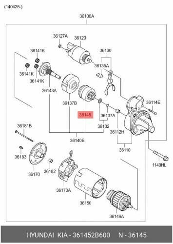 Бендикс стартера Hyundai / Kia (Mobis) 361452B600