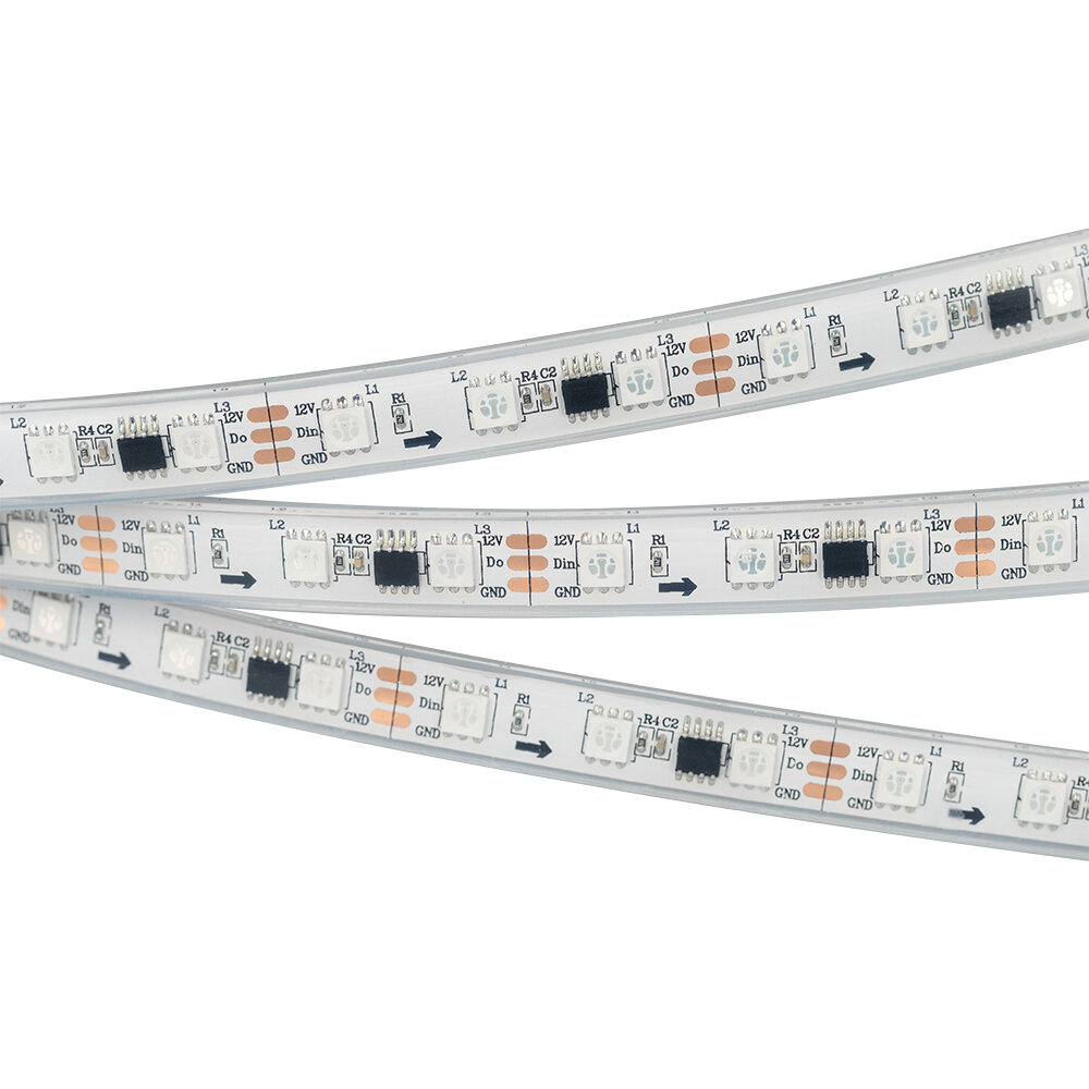Светодиодная лента герметичная SPI-PFS-B60-12mm 12V RGB-PX3 (14.4W/m, IP68, 5060, 5m) (Arlight, IP68)