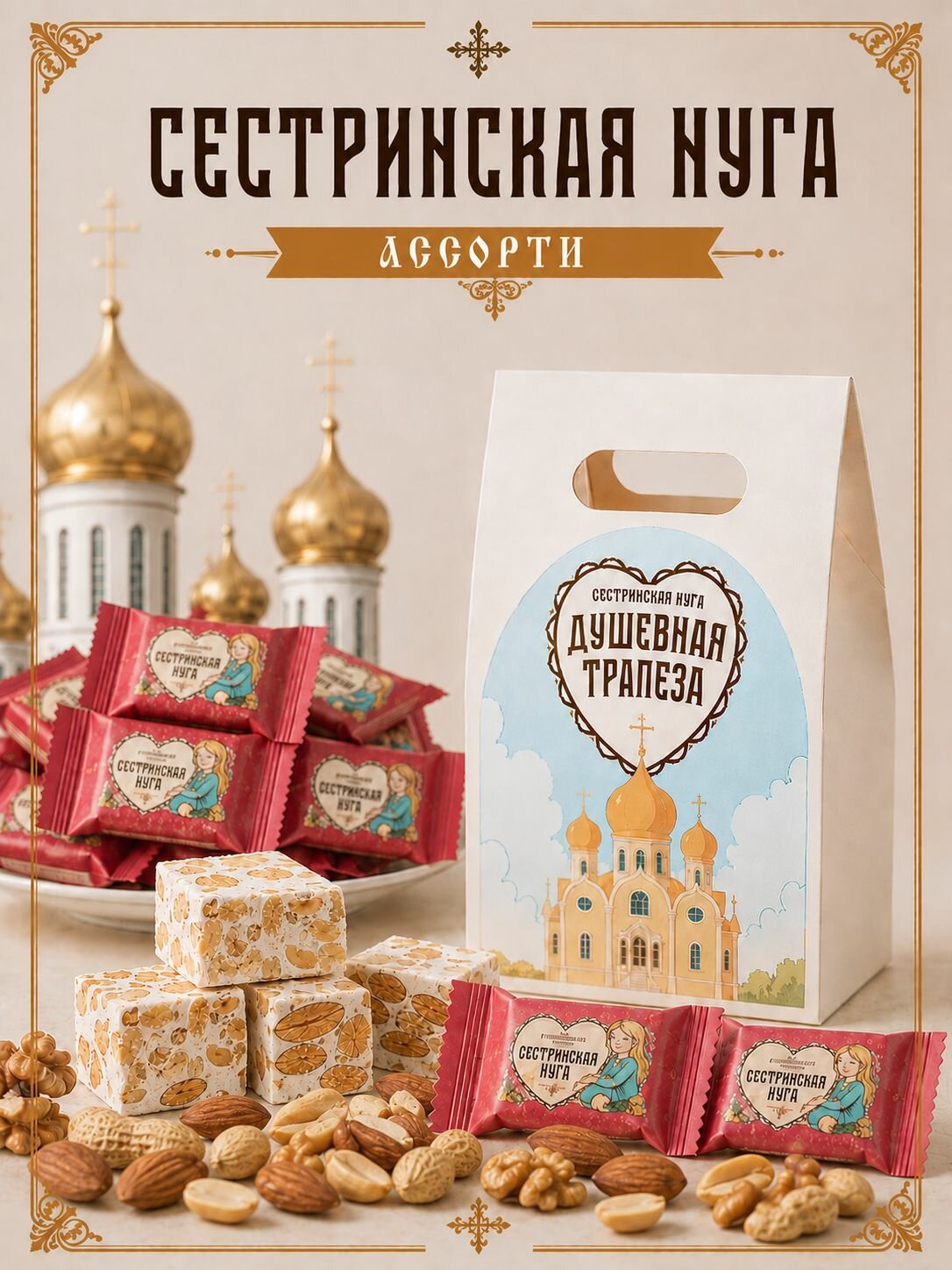 Набор конфет нуга ассорти 12 шт. в подарочной коробке