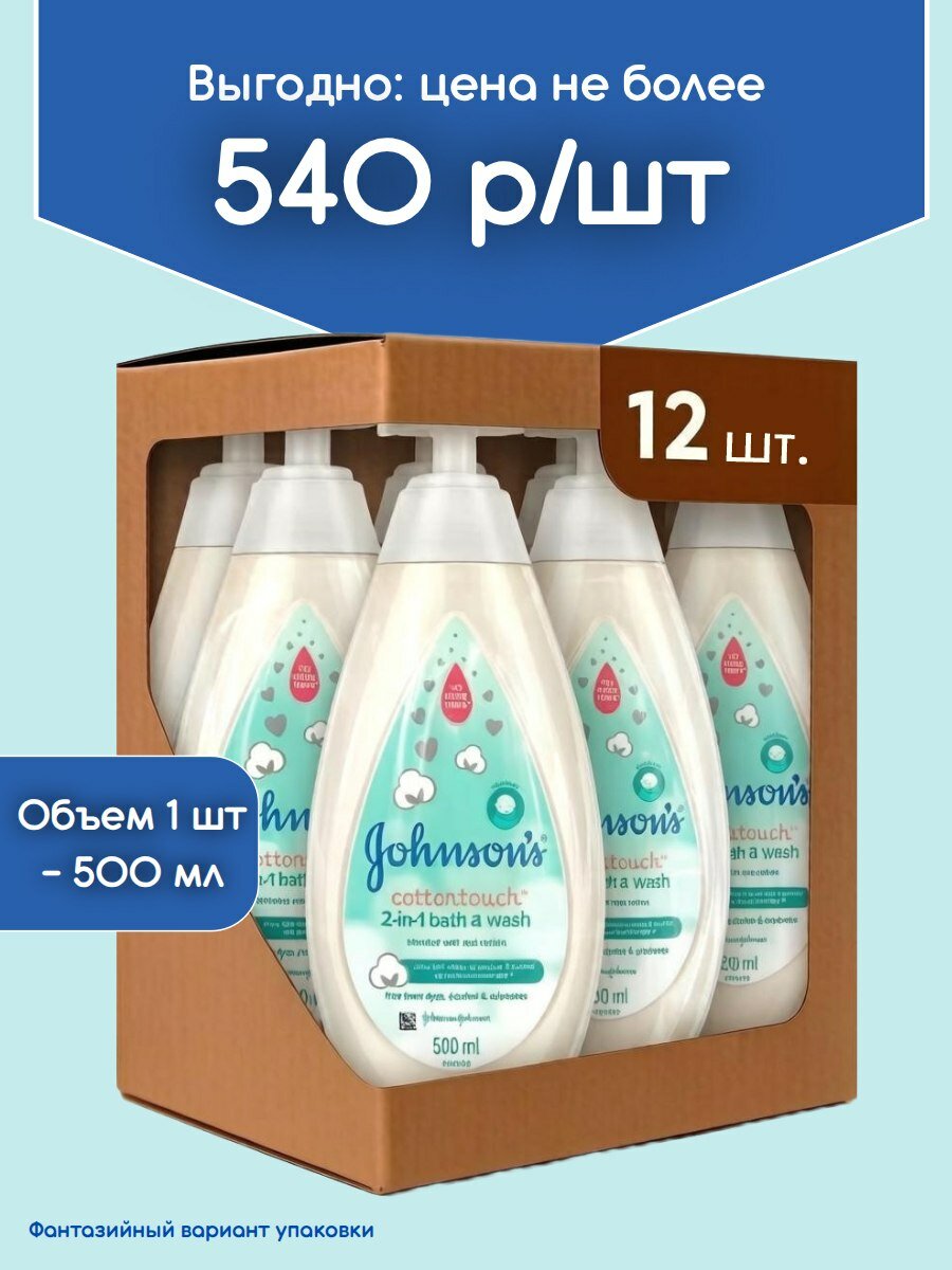 Оптом 12 шт. Пенка-шампунь Johnson's baby "Нежность хлопка" 500 мл