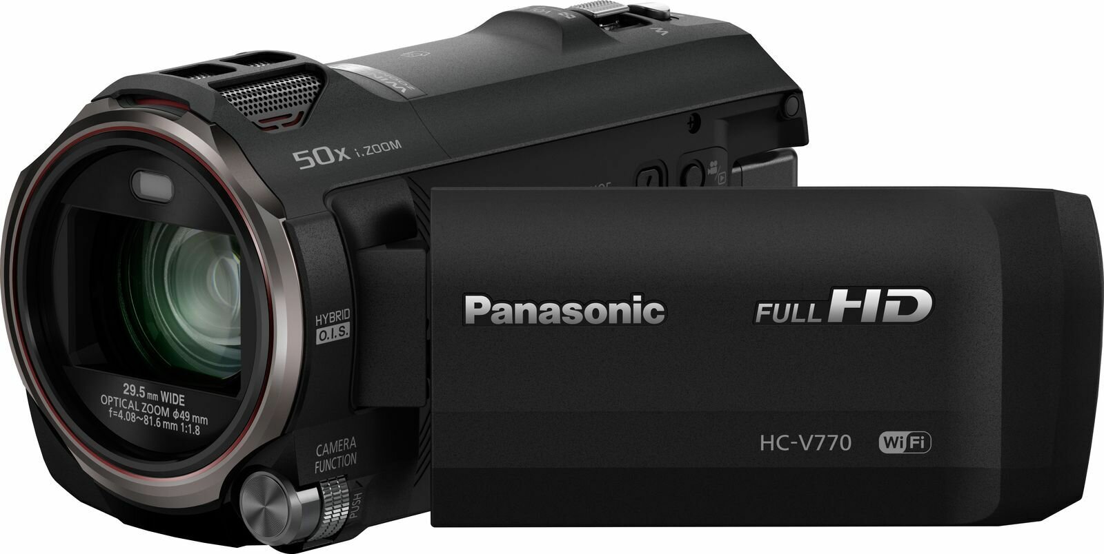 Видеокамера Panasonic HC-V770, 12Мп, FullHD, 20x Zoom, Wi-Fi, черный