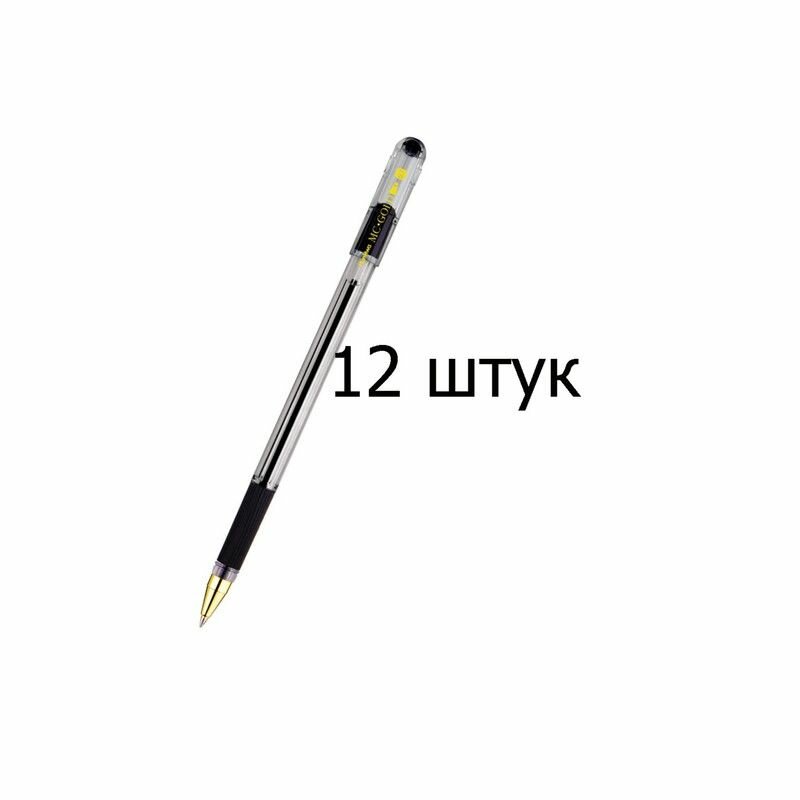 MunHwa Ручка шариковая на масляной основе MC Gold, черная, 0,7мм, 12 шт.