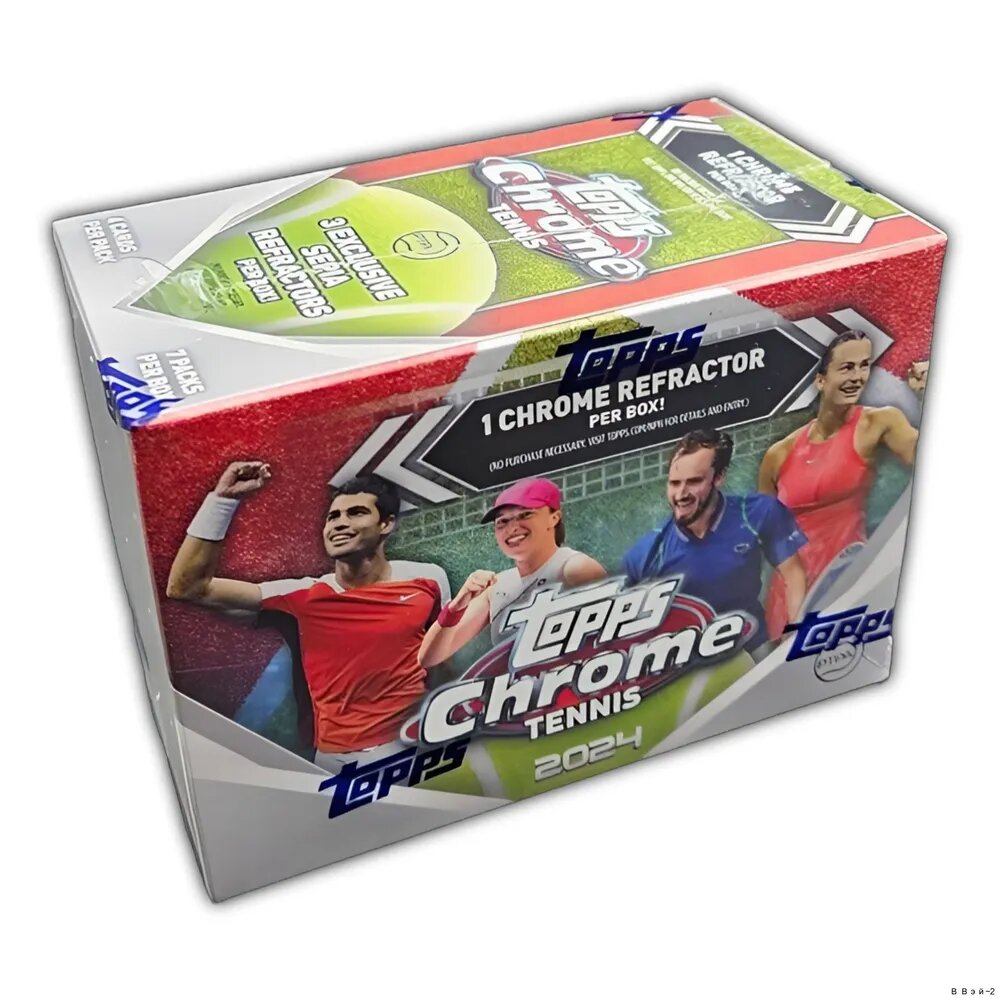 Теннисные карточки Topps Chrome Tennis Blaster Box 2024 / подарочный набор 7 пакетиков любителям панини