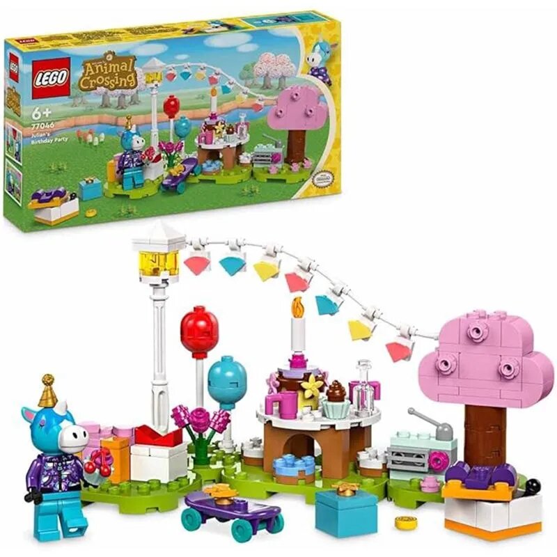 LEGO 77046 Animal Crossing Julian Birthday Party / Детский набор строительных блоков включает в себя минифигурку лошади Джулиана и модель здания для вечеринки по случаю дня рождения, лего