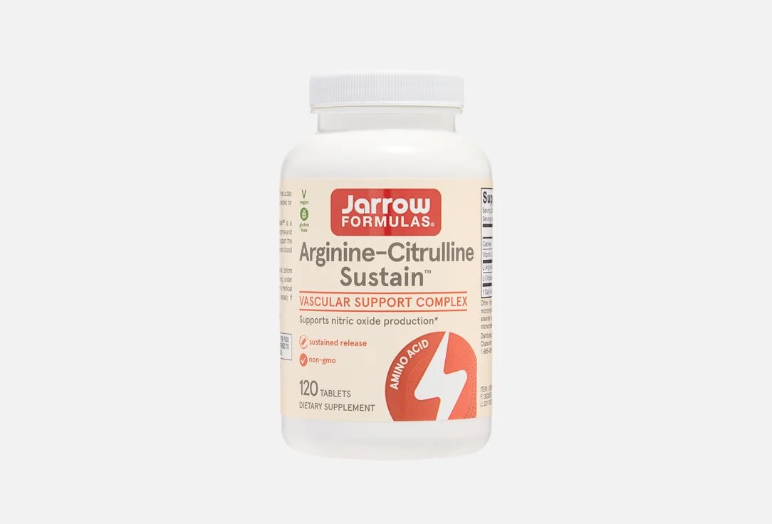 Jarrow Formulas Arginine-Citrulline Sustain в таблетках БАД для улучшения общего здоровья организма 120 шт