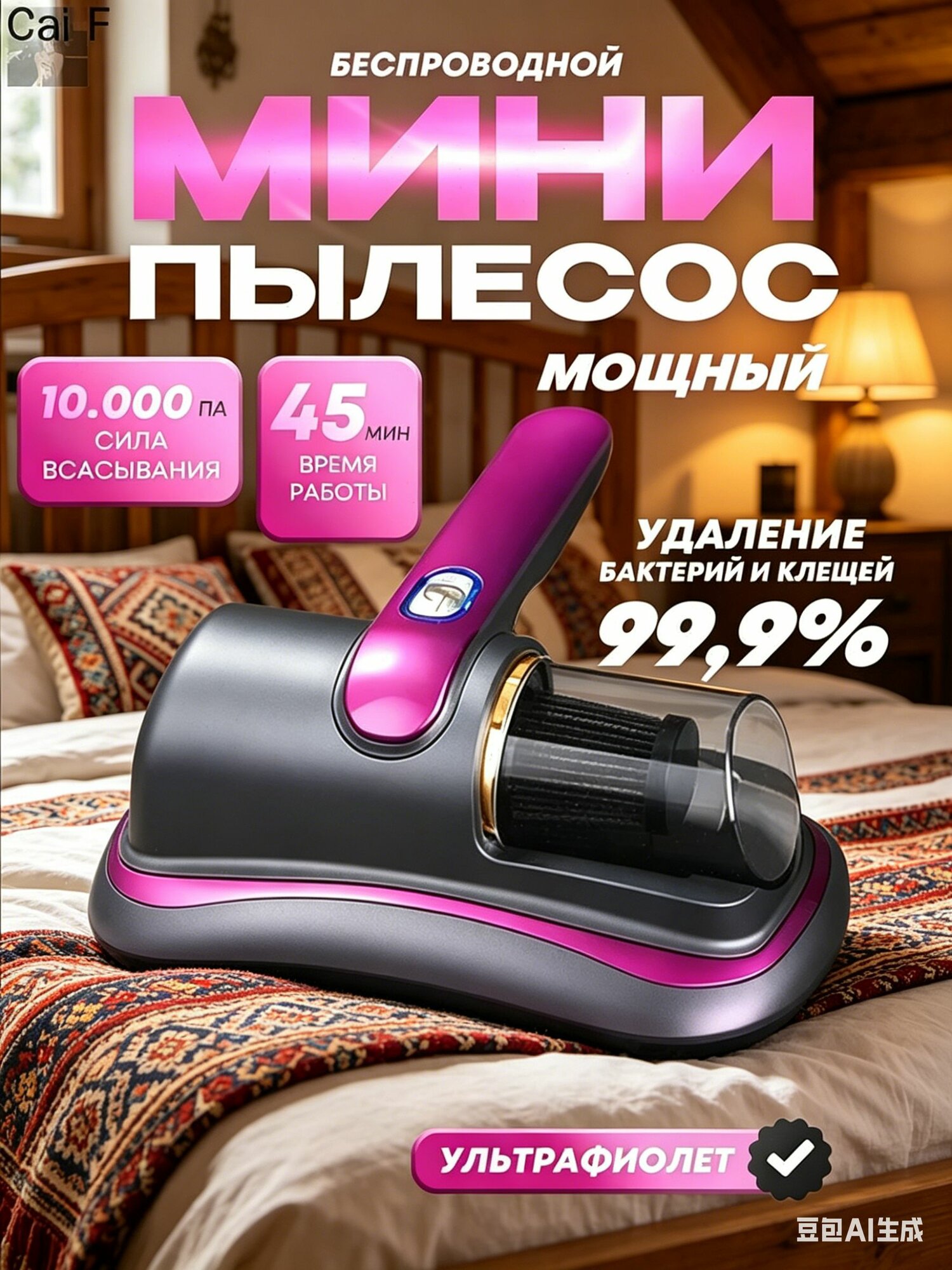 Пылесос для кровати, беспроводной ручной пылесос, средство для чистки матрасов, средство для удаления клещей, машина для чистки подушек, простыней, диванов, плюшевых игрушек