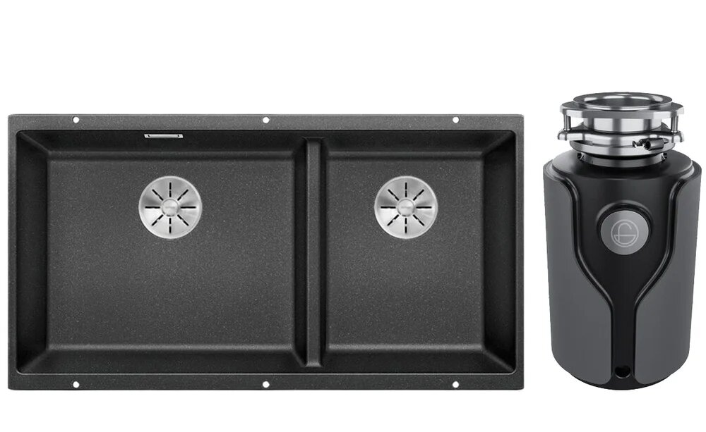 Комплект Мойка Blanco Subline 480/320-U 85x46, антрацит, искусственный гранит / Измельчитель KUCHENSTERN Muhle 353MU35 механический, нержавеющая сталь