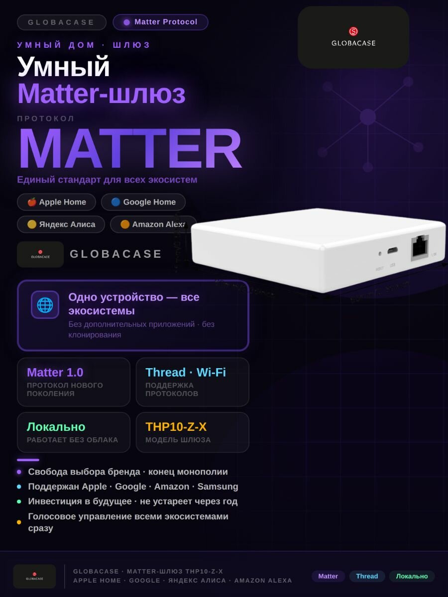 Умный беспроводной шлюз Matter THP10-Z-X
