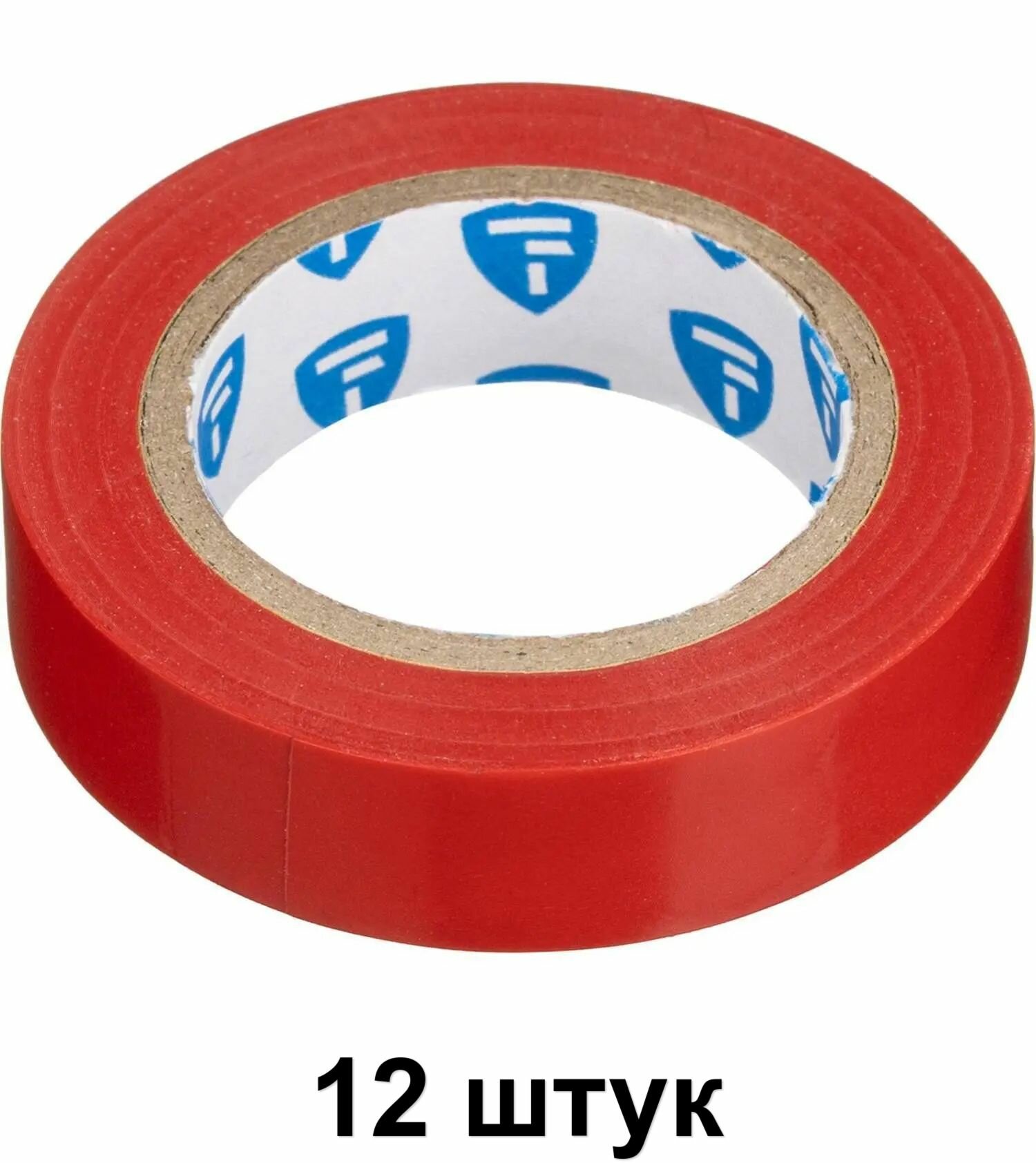 TOPFORT Изолента 15мм х 10м х 0,13мм красный, 12 шт