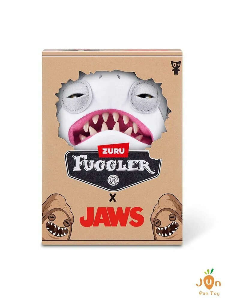 Spin Master Fuggler JAWS, серая мягкая игрушка Фуглер акула 22 см с зубами, коллекционный плюшевый монстр для детей от 4 лет