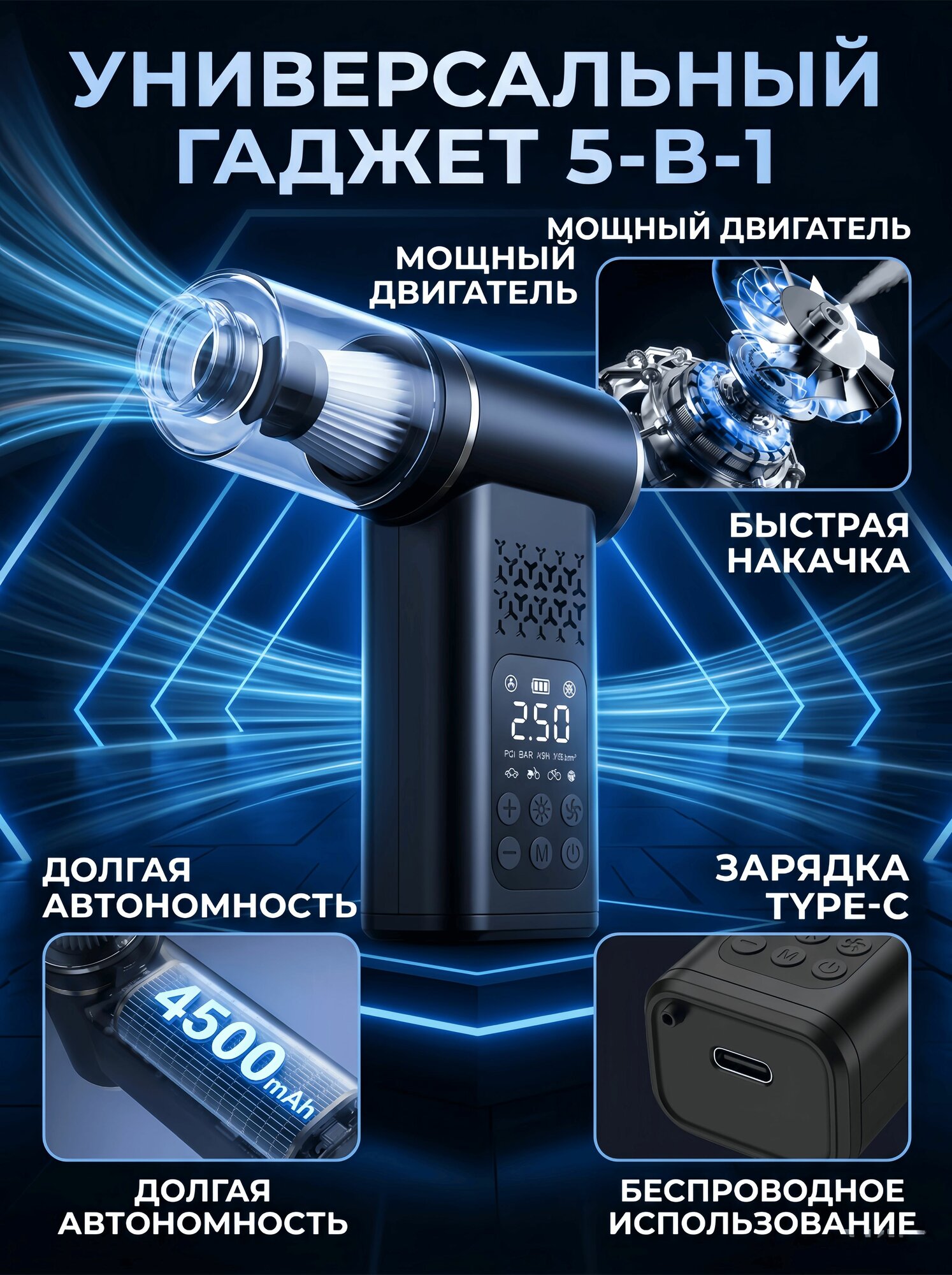 Пылесос для автомобиля беспроводной/автомобильный пылесос портативный ручной мощный для машины, дома и мебели