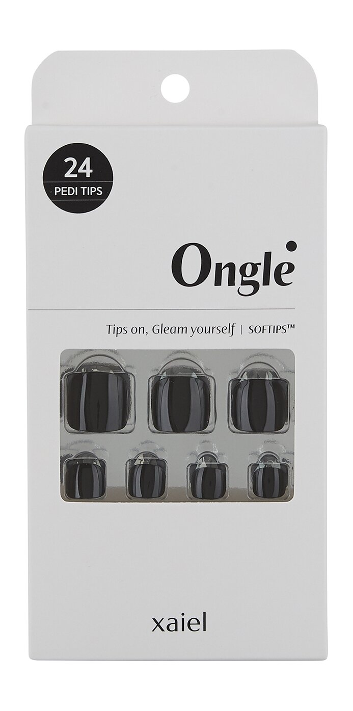 ONGLE Набор накладных ногтей для педикюра, Черная Орхидея (29 элементов)