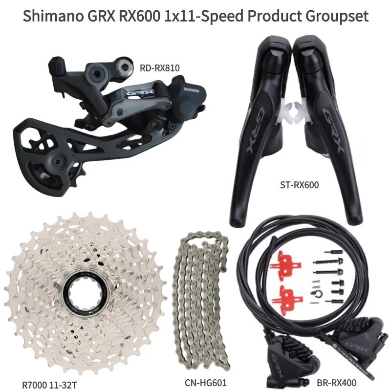 SHIMANO GRX RX600 1x11 Скоростей Группсет для Шоссейного Велосипеда с Дисковыми Cassette 11-32T
