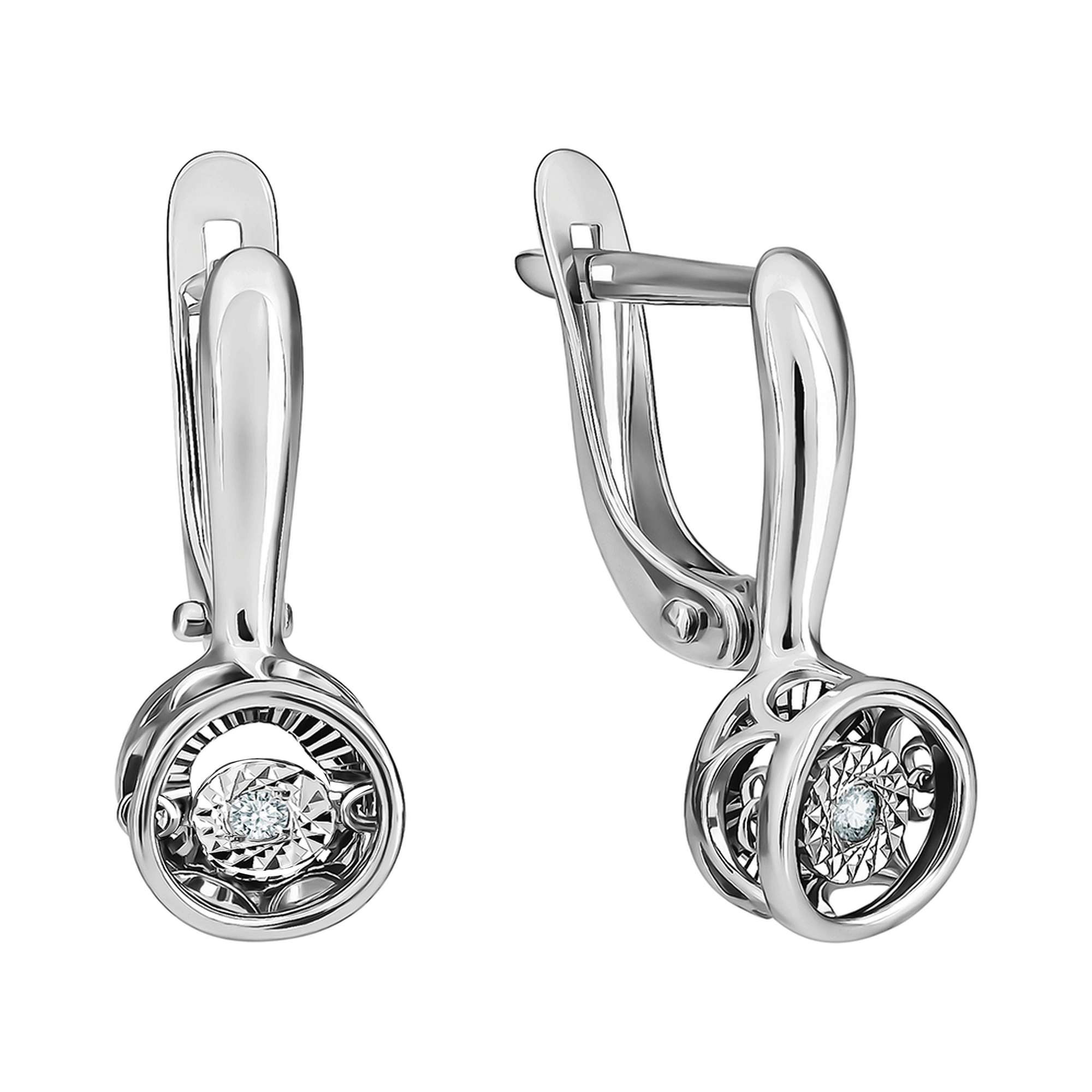 Серьги Diamant online, белое золото, 585 проба, фианит