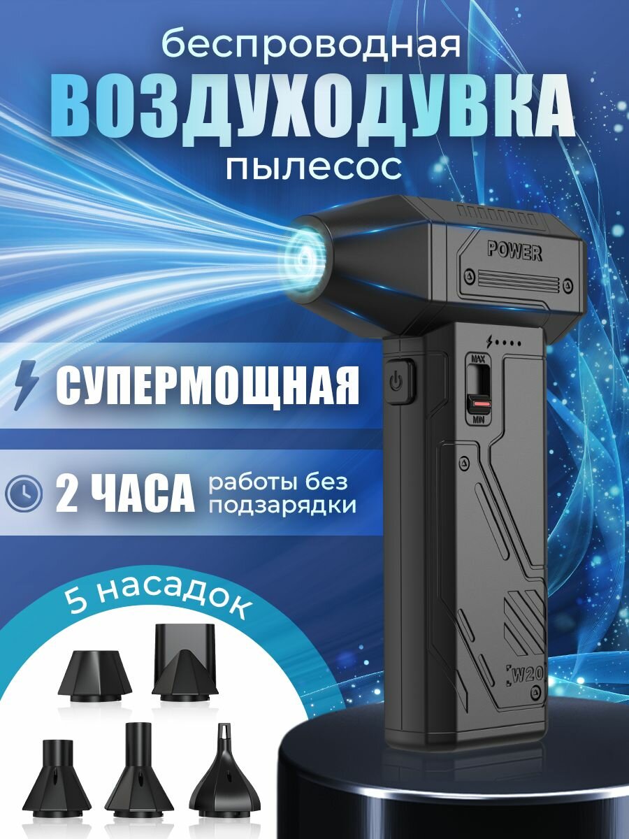 Воздуходувка аккумуляторная портативная ветродуйка ApaYo автомобильный пылесос