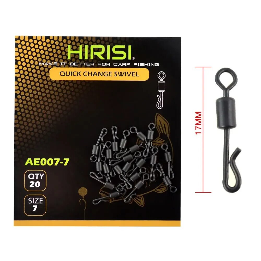 HIRISI Вертлюги для карповой рыбалки 20 шт. AE007-7