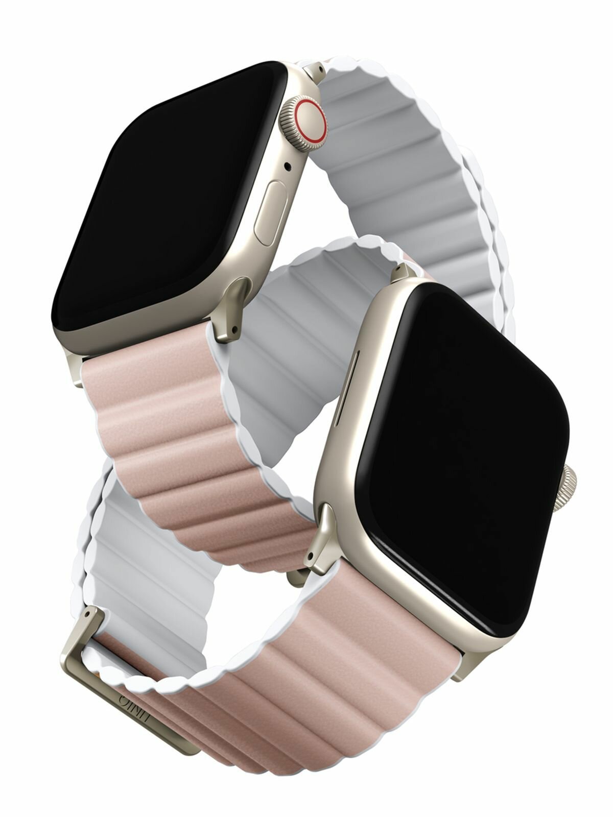 Ремешок UNIQ Revix для смарт часов Apple Watch 38 40 41 42 мм двухсторонний из натуральной кожи и силикона магнитный, белый светло-розовый