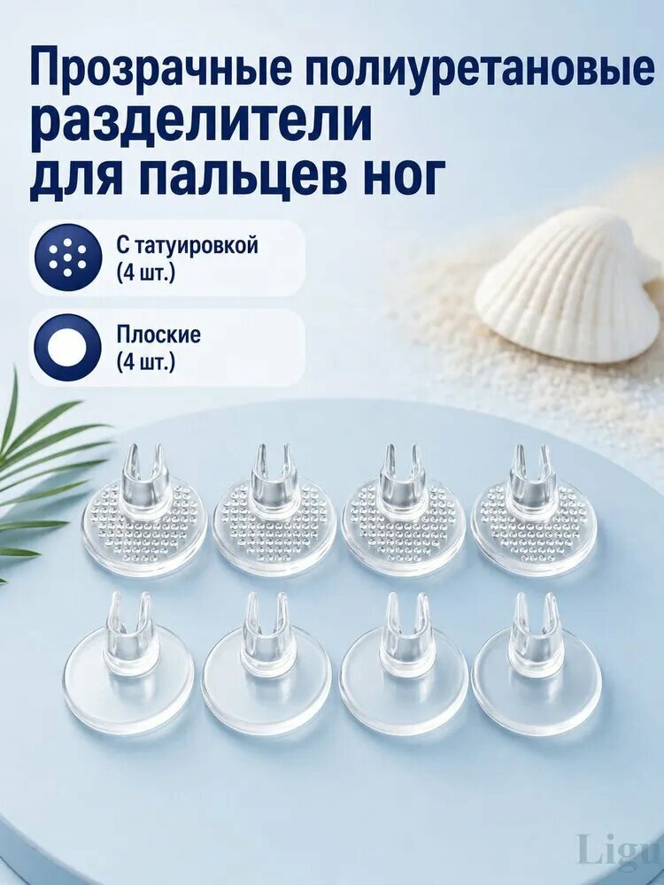 Прозрачные защитные подушки на пальцы для вьетнамок и сандалий, 4 пар