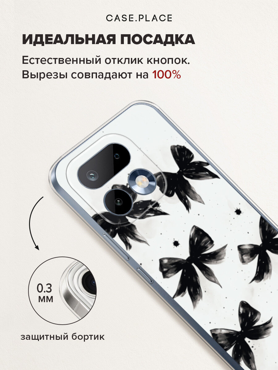 Чехол на Realme 16 Pro / Реалме 16 Про с принтом Черные банты — фото 1