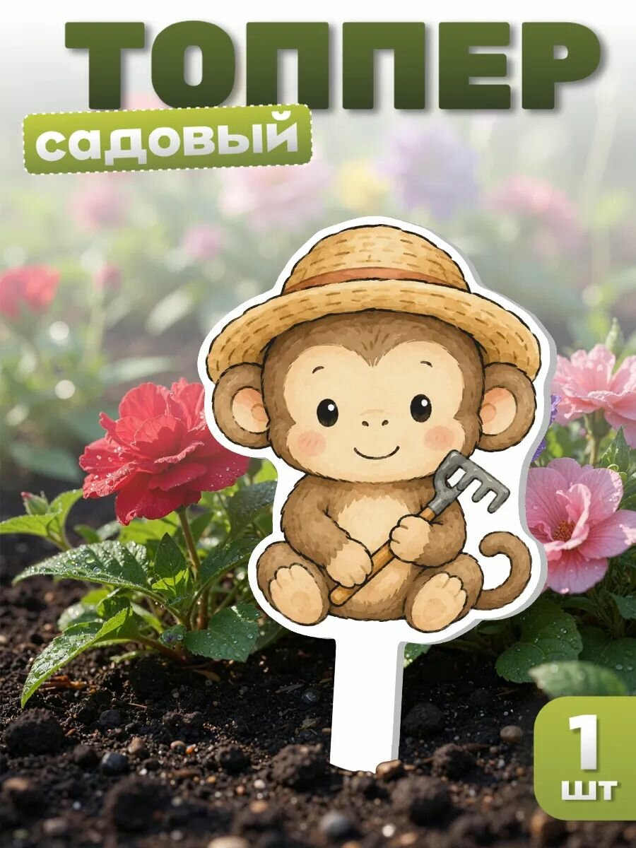 Садовые фигурки для дачи Обезьянка в шляпке
