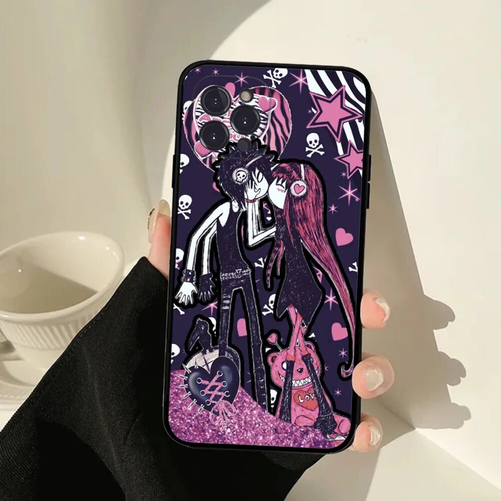 Love Black And Cute Emo Phone Case For IPhone 16 15 14 11 12 13 Mini Pro XS Max Cover 6 7 8 Plus X Funda Shell