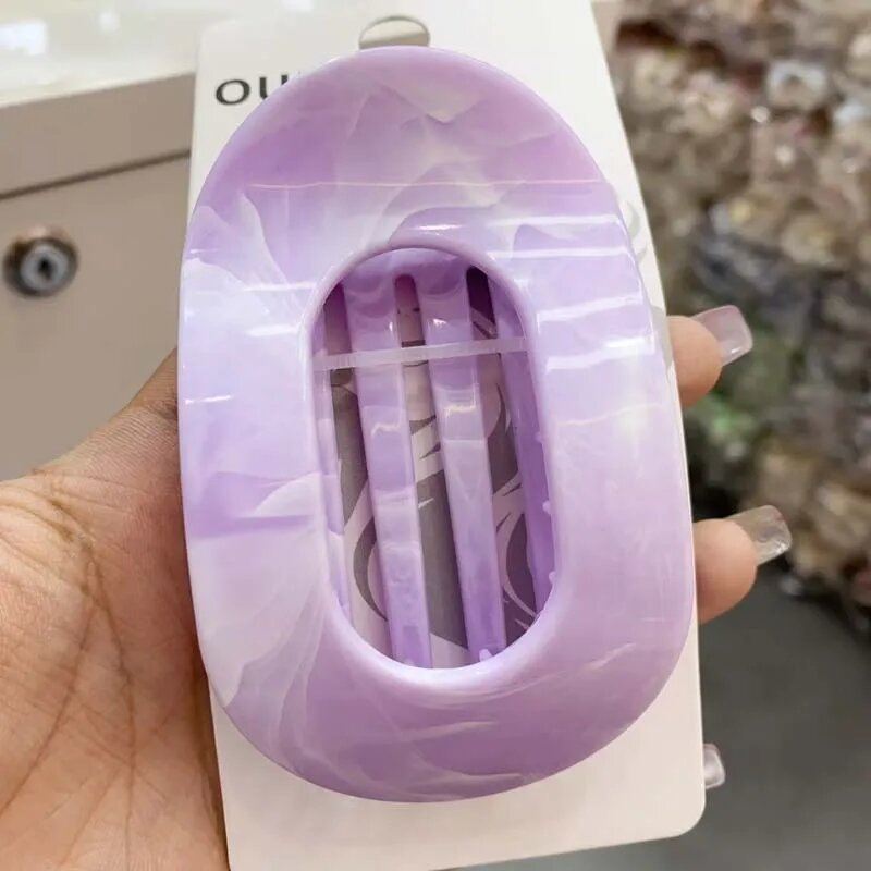 Акриловые овальные заколки для волос Сиреневый, Light Purple