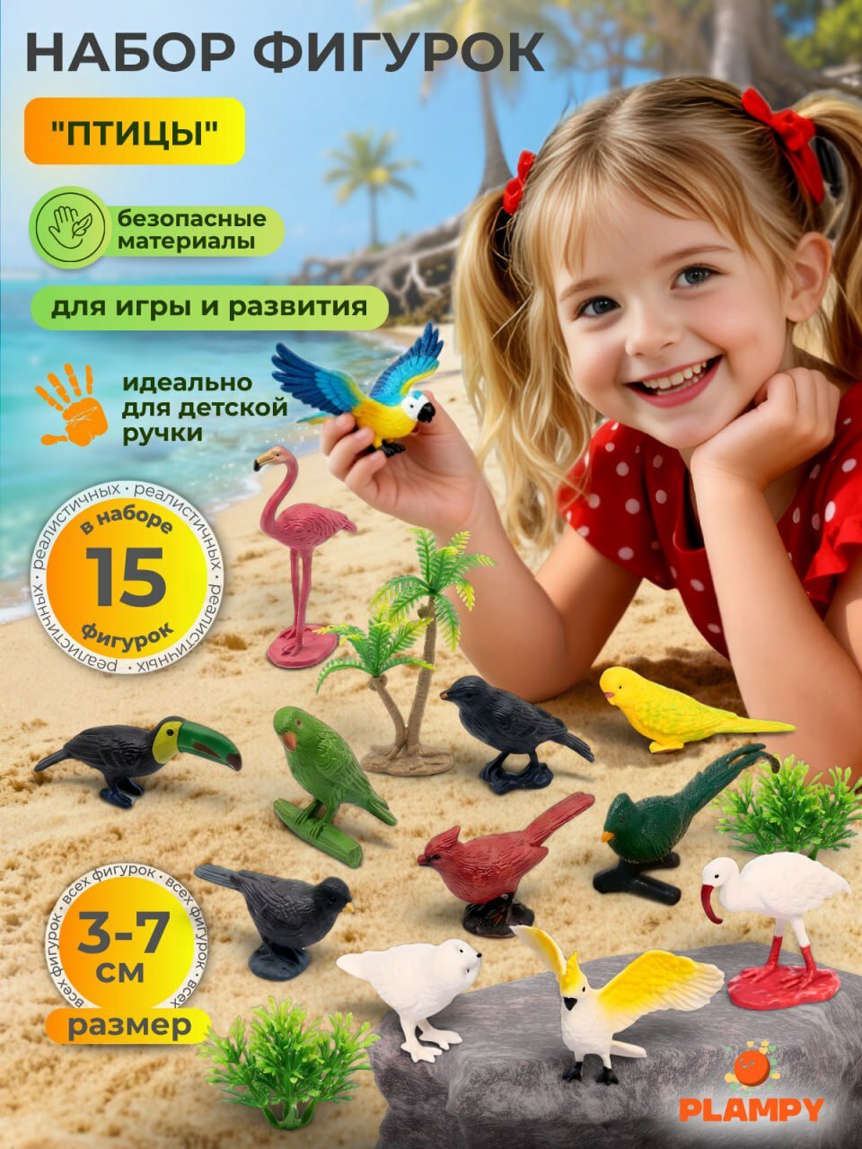 Набор игровых фигурок птиц Plampy с декорациями