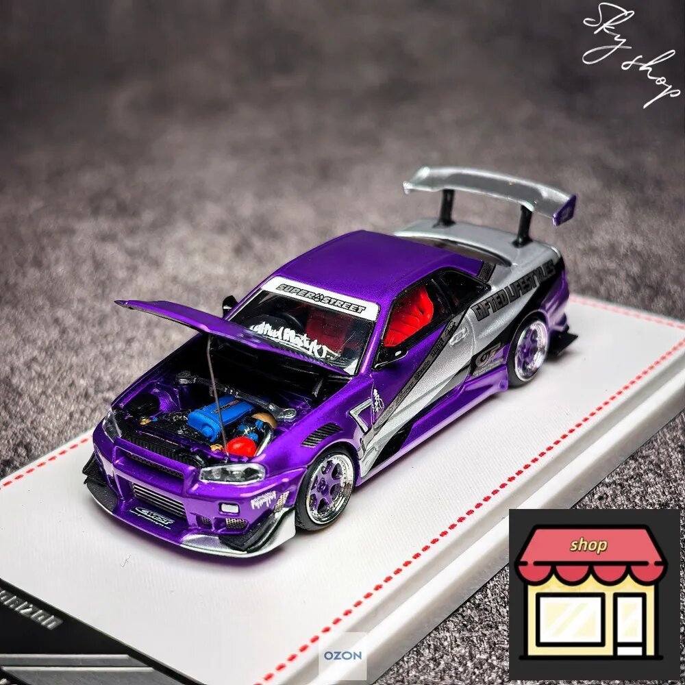 Машинка Focal Horizon 1:64 Nissan Skyline GT-R R34, Ryohe's Gifted Violet Storm