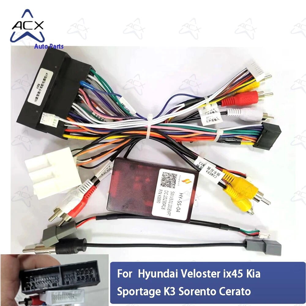 Автомобильный 16-контактный адаптер жгута проводов Canbus Box Decoder кабель питания для Hyundai Veloster ix45 Kia Sportage K3 Sorento Cerato