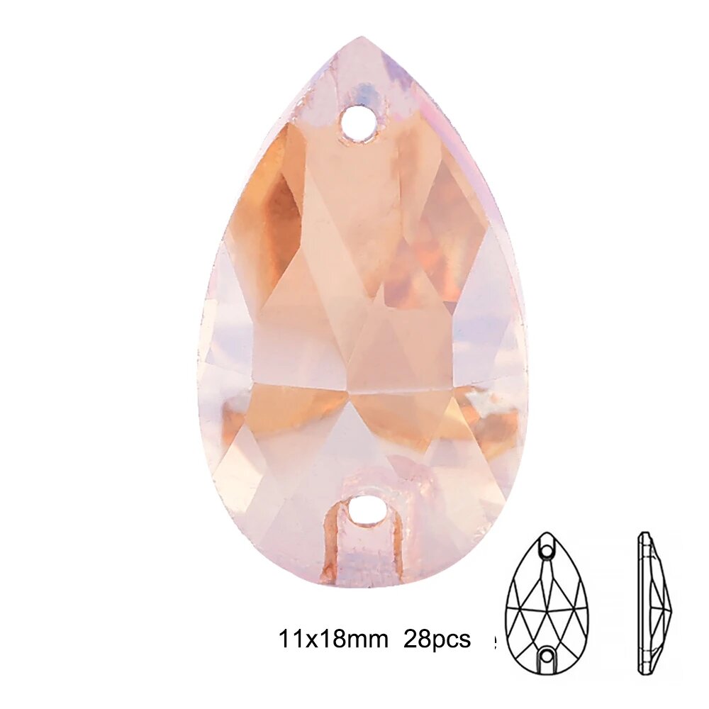 Стразы каплевидные золотистые 11x18mm 28шт