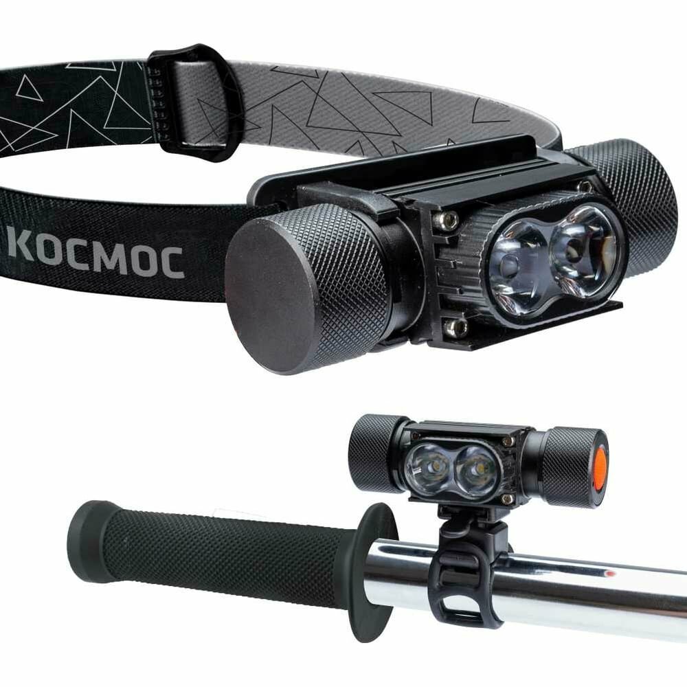 Налобный велосипедный аккумуляторный фонарь Космос 10Вт LED, съемный Li-ion 18650 1200mAh, алюминий, USB шнур KOS501Lit