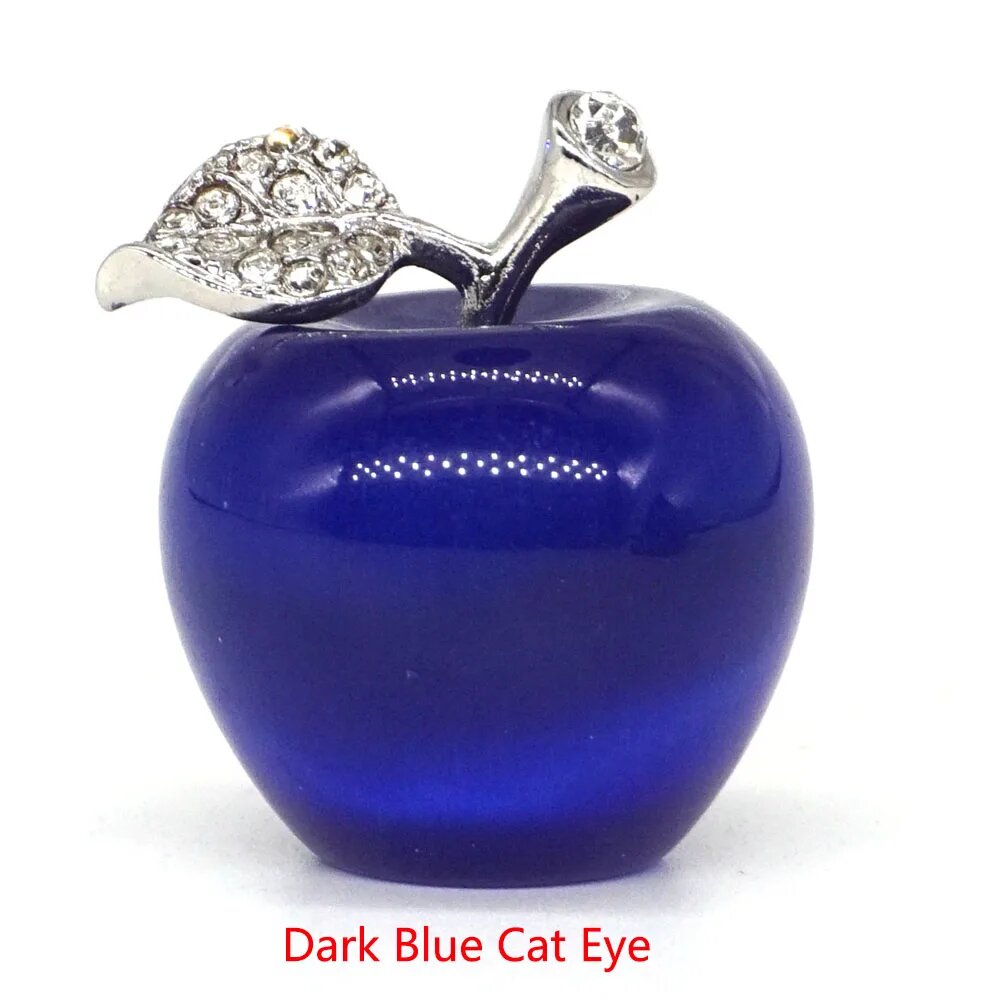 Фигурка яблоко из натуральных кристаллов Jin Shi Yuan Синий, 1pc, Blue Cat Eye