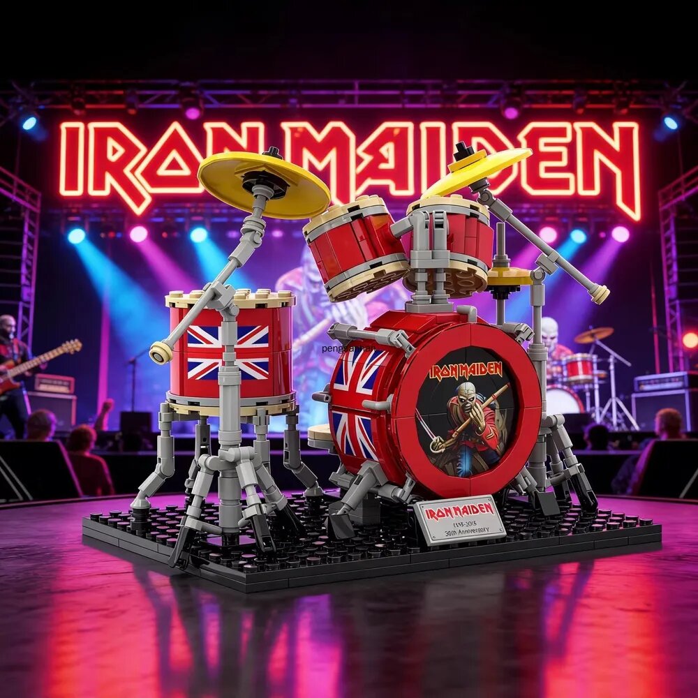Конструктор барабанной установки Iron Maiden, музыкальный конструктор, коллекционная модель, подарок для рокеров