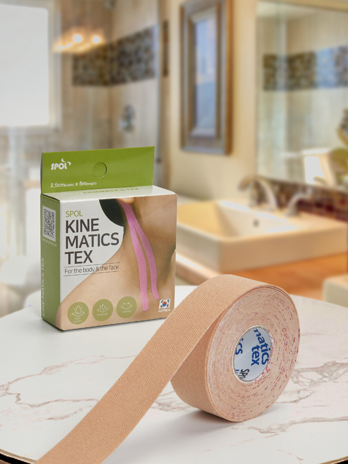 SPOL Kinematics Tex Кинезио тейп для лица, для тела, тейп от морщин, гипоаллергенный, для чувствительной кожи, водостойкий, атлетическая лента 2,5 см х 5 м