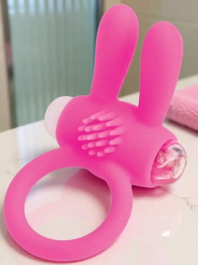 Эрекционное кольцо COSMO, силикон, розовое, для двоих, с вибрацией