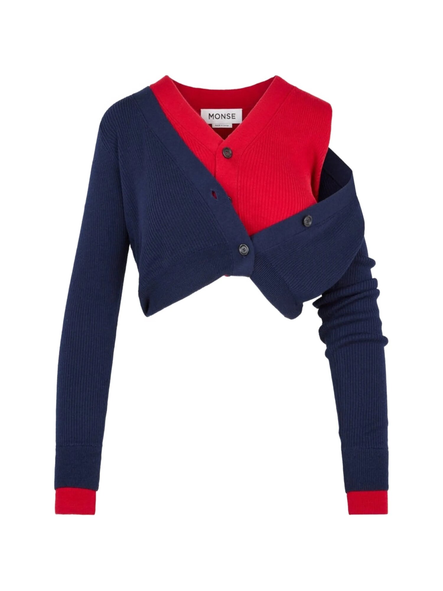 Кардиган Layered-effect ribbed-knit cardigan