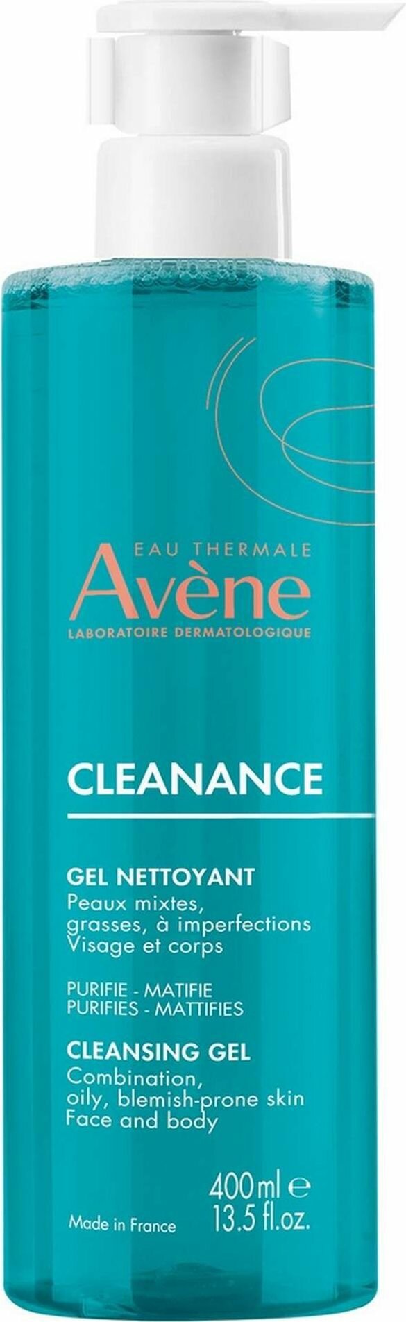 Avene / Авен Гель для умывания лица Cleanance очищающий матирующий для жирной и проблемной кожи, с термальной водой, 400мл / уходовая косметика