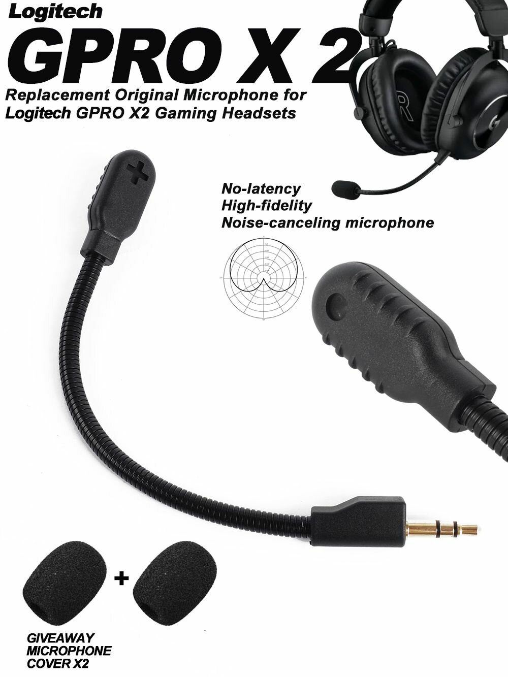 Применимый микрофон для гарнитуры Logitech GPRO X2-черный