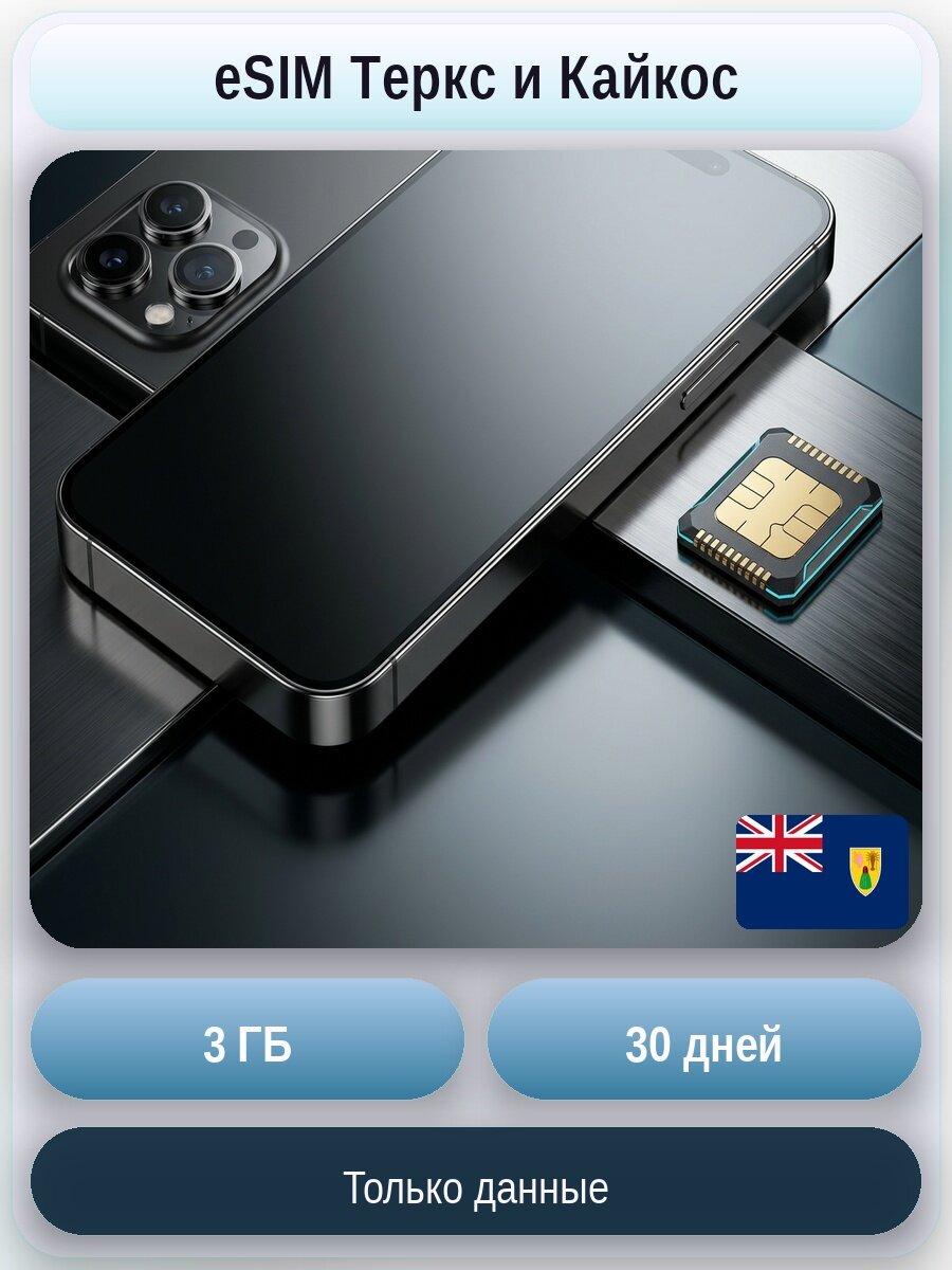 Карта eSIM для страны TC моментально QR на почту, без наценки и ожиданий