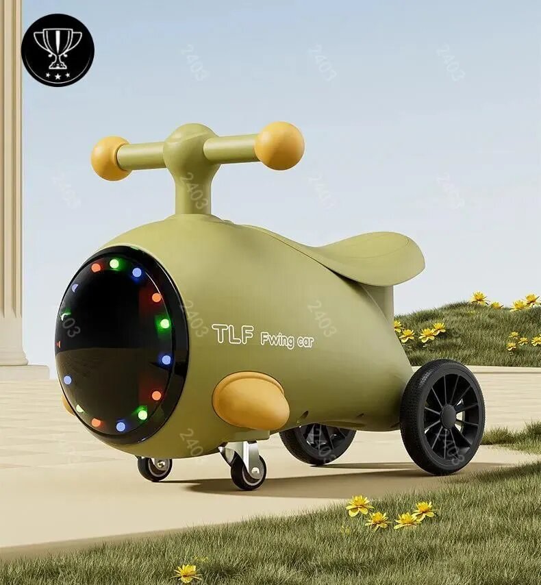 Электроскутер sku-29857. 小飞机溜溜车--橄榄绿发泡轮, темно-зеленый