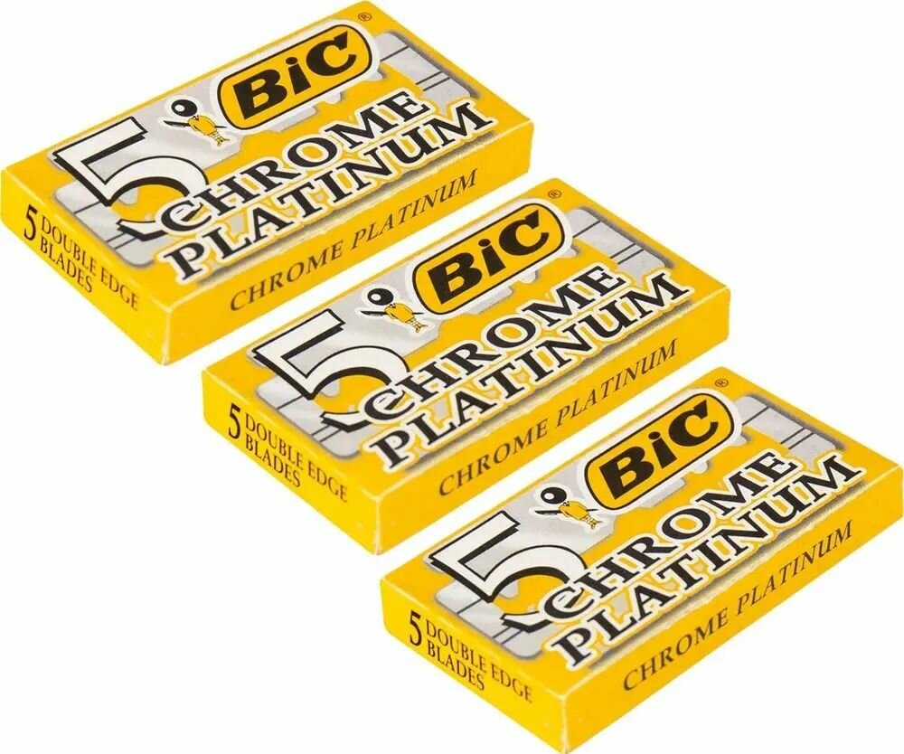 Лезвия для Т-образного станка BIC Chrome Platinum, двусторонние, 15 штук в упаковке