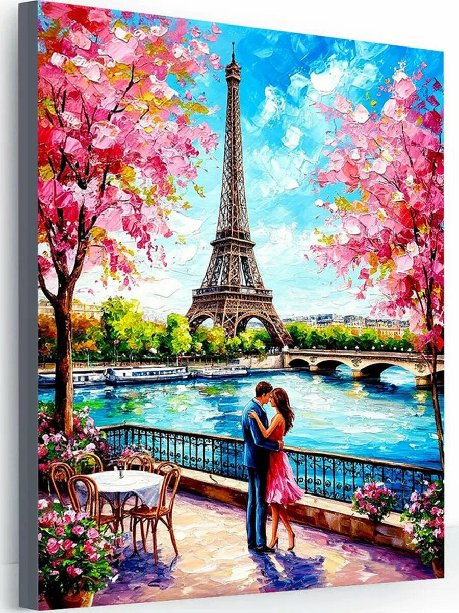 Картина на стену для интерьера "Эйфелева башня париж", на подрамнике, 40 x 50 см