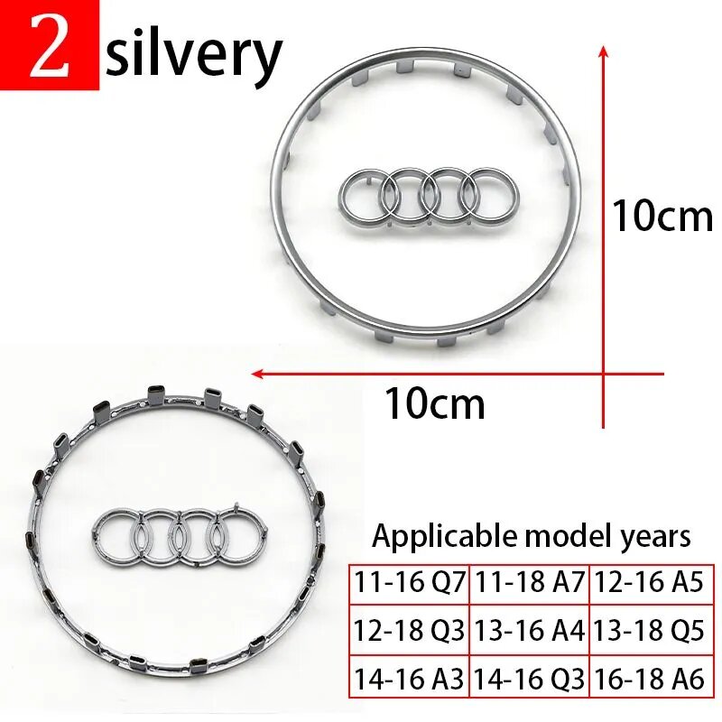 Эмблема на руль Audi для A3 A4 A5 A6 A7 A8 Q3 Q5 Q7 TT e-tron, накладка на логотип Ауди, тюнинг салона автомобиля, аксессуары для авто