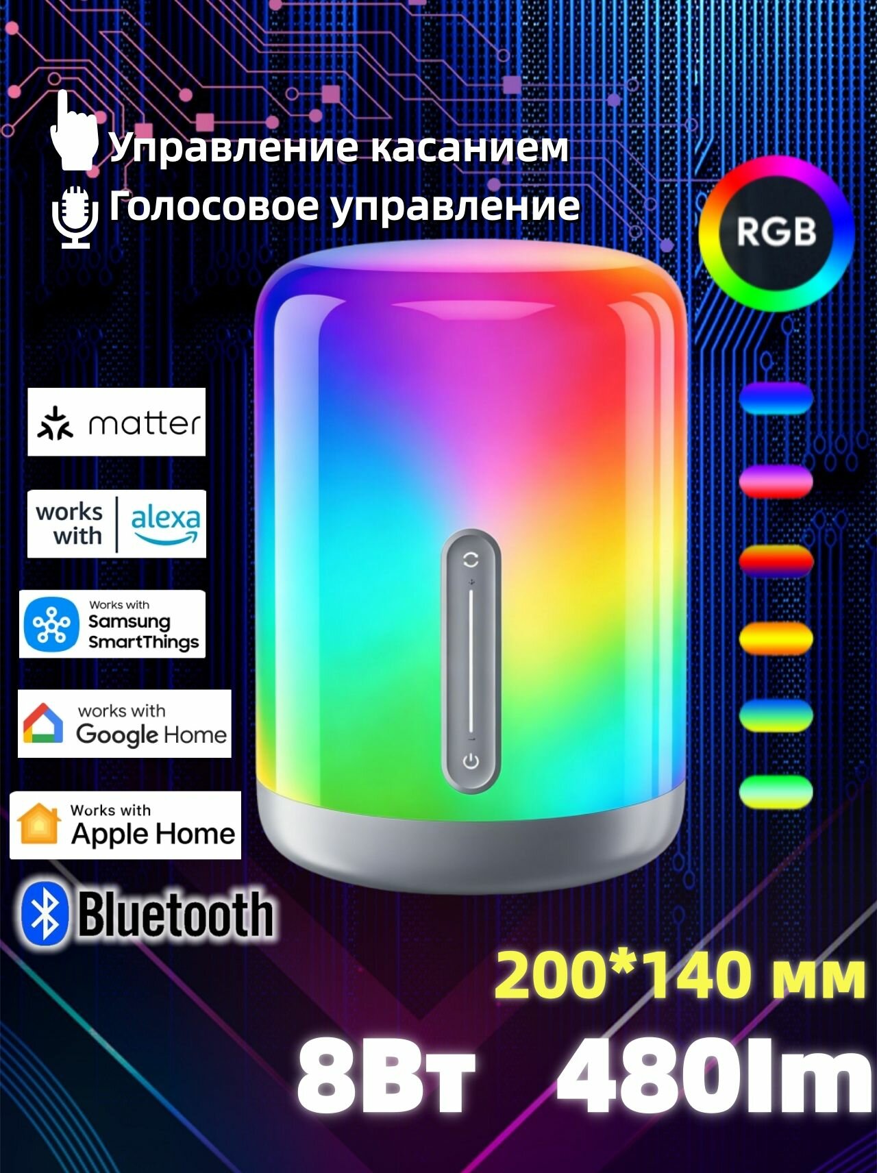 Умная прикроватная лампа Yeelight D1, RGB-подсветка, освещение всего тела, сенсорное управление, EU Plug