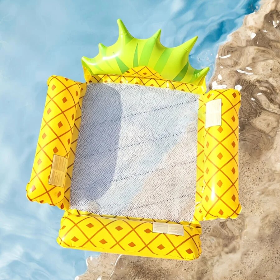 Надувной гамак-матрас с фруктовым принтом для взрослых Желтый, Pineapple